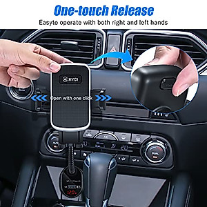 HVDI Car Cigarette Lighter Phone Mount - USB C Fast Car Charger Phone Holder,36W Power Delivery Dual Port(PD+QC3.0),Adjustable Cell Phone Cradle with Voltage Detector