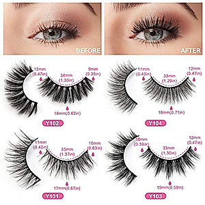 MAGEFY 24 Pairs Faux Mink Eyelashes, 4 Style Natural Fluffy False Eyelashes,Dramatic Reusable Fake Lashes Pack For Women