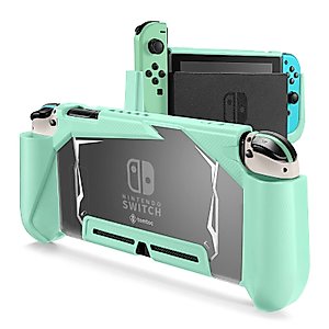 tomtoc Protective Case for Nintendo Switch, TPU Dockable Grip Case with 2 Game Cards Slots, Shock-Absorption and Anti-Scratch Split Cover