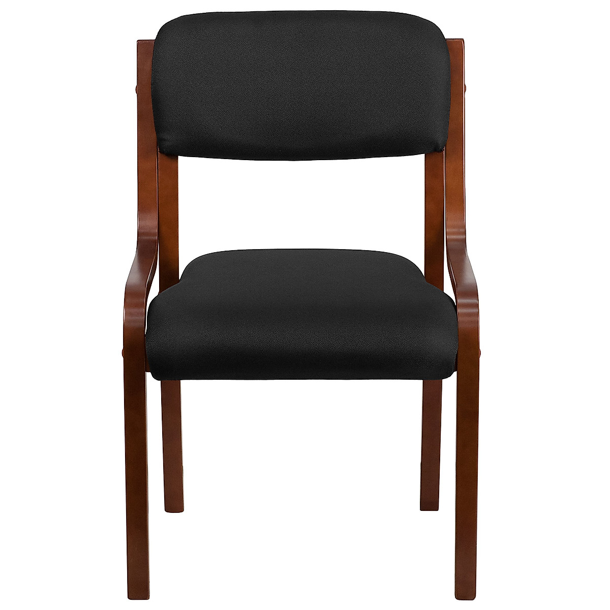 Flash Furniture Contemporary Walnut Wood Side Reception Chair with Black Fabric Seat