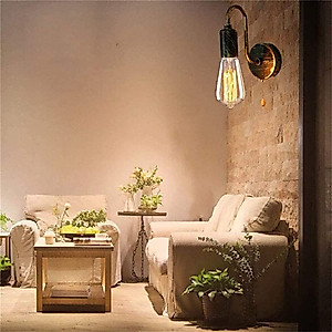 OJRG Retro Industrial Wall Lamp with Switch Indoor Adjustable Wall Lights Pull Cord Switch Vintage E27 Wall Sconces for Kitchen Island Study Reading Bedside Bedroom Wall Mounted Lamp