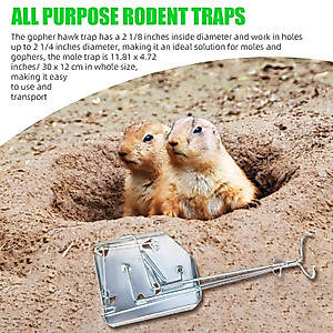Jahy2Tech Mole Trap Gopher Trap Ground Galvanized and Oil Hardened Steel Animal Trap Reusable Gopher Trap Vole Traps for Outdoor Lawn Garden Yard Farm, Silver