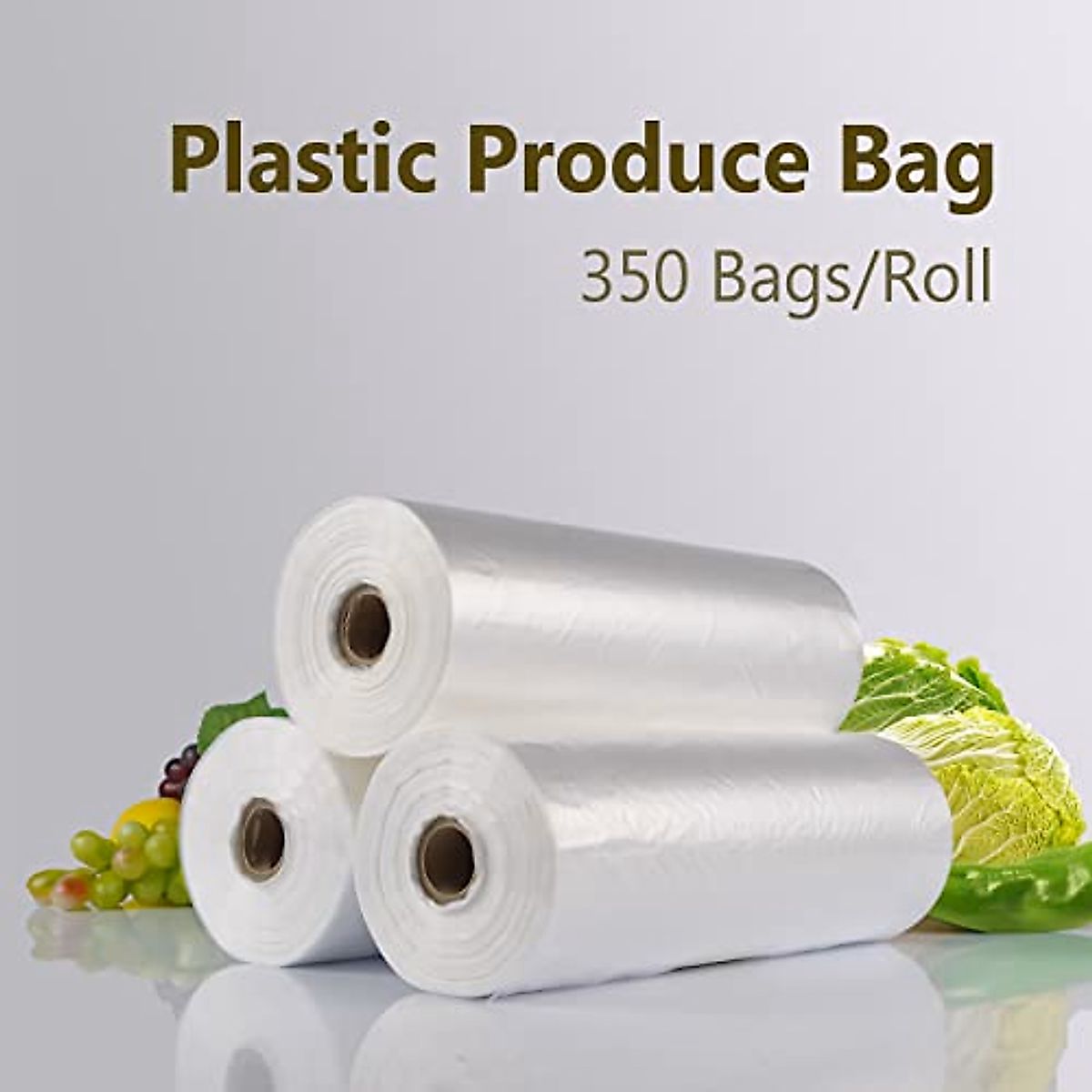 OausTect 12" X 16" Plastic Produce Bag 1 Roll, Clear Food Storage Bags for Fruits Vegetable, 350 Bags/Roll