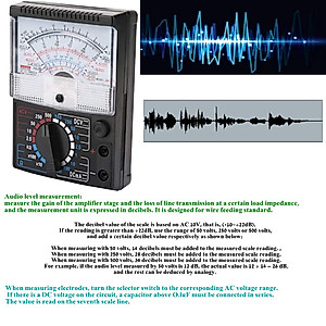 Analog Multimeter, 7 Function 18 Range, Handheld AC/DC 500V Voltmeter 500 mA DC Ammeter, Ohmmeter Decibels Resistance Capacitor Meter Powermeter with Test Leads