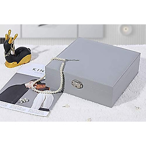 misaya Earrings Jewelry Box Women 50 Slots Jewelry Organizer, Earring Holder Box for Earrings Rings Necklace, Gift for Women, Mother, Grey