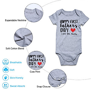 Lovekider Toddler Unisex-Baby Bodysuit Happy First Fathers Day Short Sleeve Newborn Romper Jumpsuit Breathable Print Infant Apparel(0-3 Months)