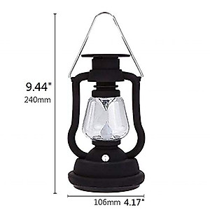 Antique Solar Lantern Lights Outdoor Waterproof Solar Table Lamp Hanging Lighting with 7 LED for Garden Patio Umbrella Lamp Tree Decor Camping Lantern Hurricane Lantern (Black)