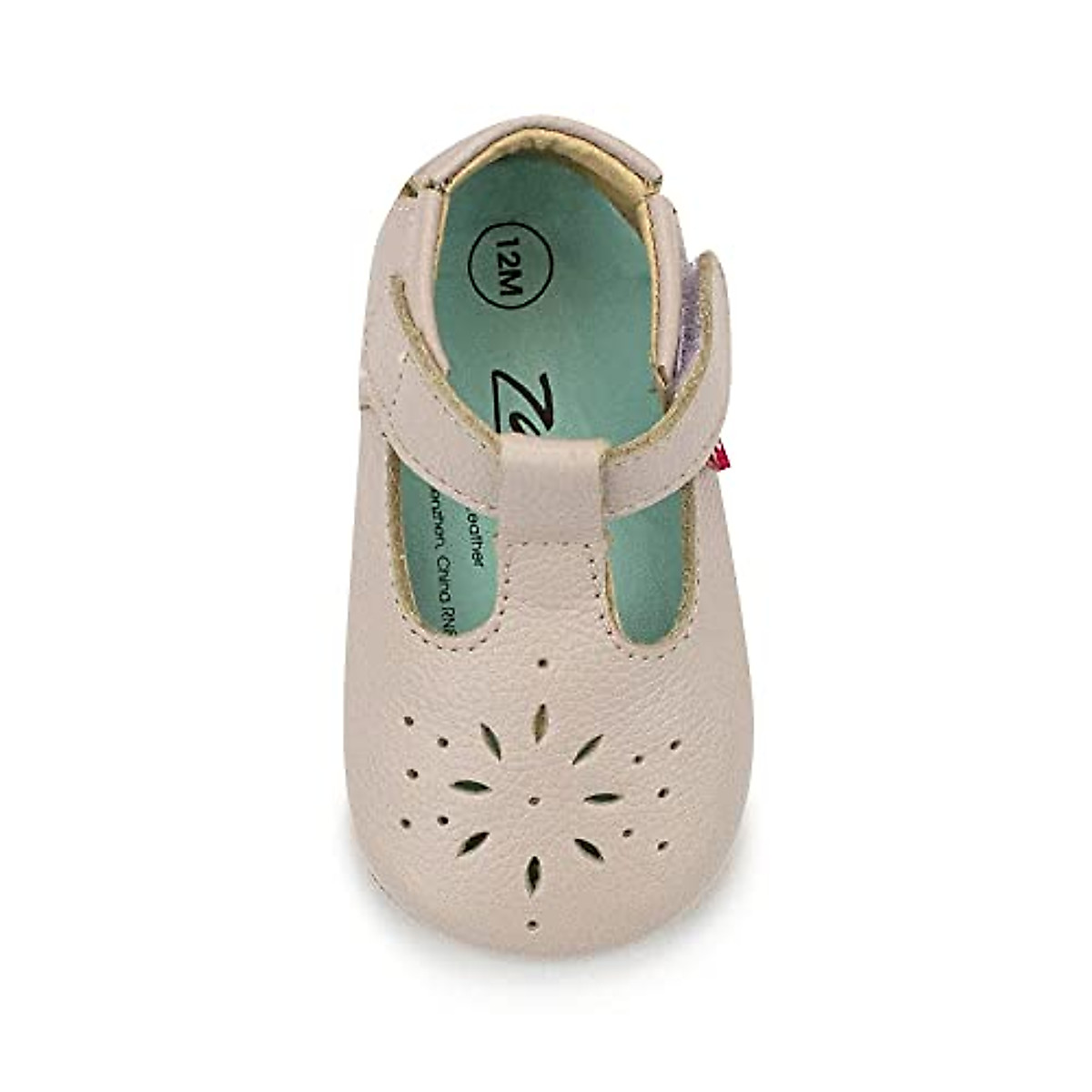 Zutano Leather Mary Jane Baby Shoes for Girls, Dove, 18M