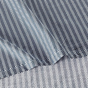 Lacoste 100% Cotton Percale Sheet Set, Herringbone Print, Vintage Indigo, 4 pcs, Full