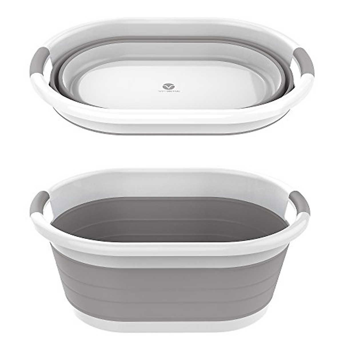 Vremi Collapsible Plastic Laundry Basket (grey)
