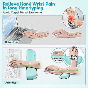 Gimars Superfine Fiber Widen Memory Foam Set Nonslip Mouse Pad Wrist Support & Keyboard Wrist Rest Support for Office, Computer, Laptop & Mac & Comfortable & Lightweight for Easy Typing & Pain Relief