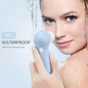 Waterproof Facial Cleansing Spin Brush Set with 3 Exfoliating Brush Heads - Rechargeable Face Scrubber Cleanser Brush by CLSEVXY - Face Brush for Gentle Exfoliation and Deep Scrubbing