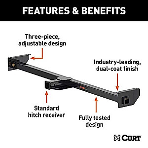 CURT 13704 Camper Adjustable Trailer Hitch RV Towing, 2-Inch Receiver, 5,000 lbs., Fits Frames up to 66 Inches Wide