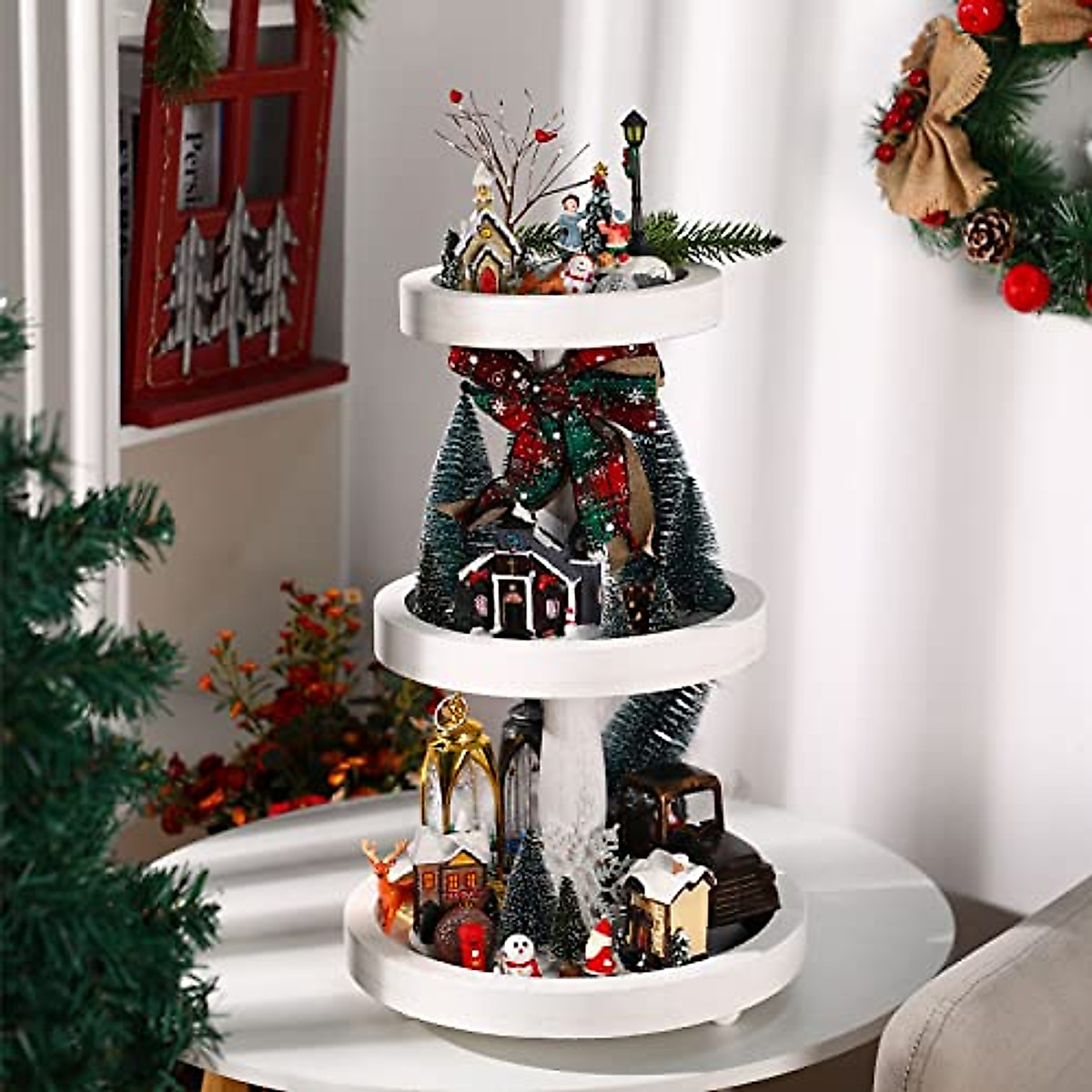 Nuanchu 3 Tier Cupcake Stand Holder Three Tier Serving Tray Cupcake Stand White 3 Cupcake Tower for Dessert Table Party Farmhouse Display Tea Cake Birthday Wedding