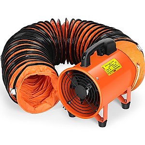 Rengue 8 Inches Utility Blower/Exhaust with 16.4 FT Hose Fan, 3300 r/min High Velocity Low Noise Extraction and Ventilation Fan with Duct Hose