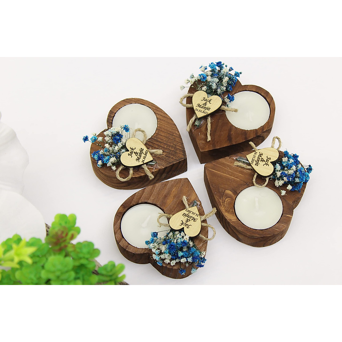 Personalized Heart Shaped Candle Holders,Wedding Favors,Guest Gifts, Candleholders and Tealights, Funeral Favors,Bridal Shower Candles, Favors For Guests