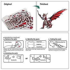 Piececool 3D Metal Model Kits-Black Dragon King, DIY 3D Puzzles for Adults Brain Teaser Puzzles Toys for Teens, Great Birthday New Year Gifts, 107 Pcs