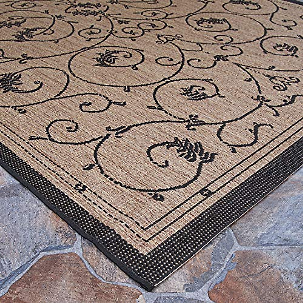 Couristan Recife Veranda 5-Feet 3-Inch by 7-Feet 6-Inch Rug, Cocoa and Black