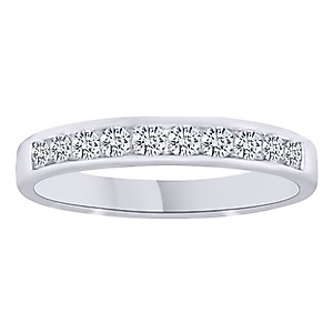 AFFY White Natural Diamond Eternity Engagement Wedding Band Ring 14K Solid White Gold (0.33 Cttw)