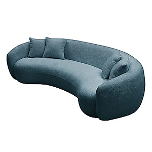 kevinplus 101'' Boucle Curved Sofa Couch for Living Room, Modern Mid-Century Cloud Upholstered Sofa Contemporary Living Room Sofa for Home Apartment Office Studio, 4 Pillows, Beige