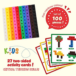 Torlam Math Cubes Math Manipulatives Activity Set, Counting Toys Snap Linking Cube for Kids Kindergarten Learning Activities