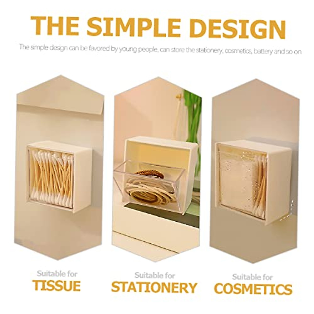 FOMIYES Box Desktop Storage Box Desktop Stand Cotton Pad Container Cotton Pad Dispenser Cotton Balls Swab Holder Cosmetic Pads Container Wall- Mounted Cotton Pad Holder Cotton Pad Box