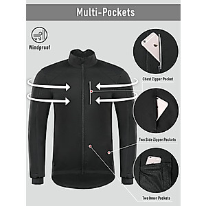 qualidyne Men's Winter Cycling Jacket Thermal Fleece Lined Bicycle Biking Jacket Cold Weather Windproof Softshell Windbreaker