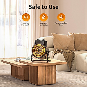 Zynkez Portable Small Space Heater, 1500W/750W PTC Ceramic Mini Desk Heater with Overheat Protect, Electric Heater with 90°Tilt for Indoor, Garage, Greenhouse, Basement, Office