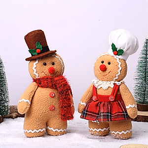 Shapeazy Gingerbread Plush Stuffed Animal,Christmas Stuffed Animal Stuffed Gingerbread Boy Girl,Gingerbread Man Plush Toys Christmas Decor Gingerbread Doll for Holiday Christmas Tree Gifts (Boy+Girl)