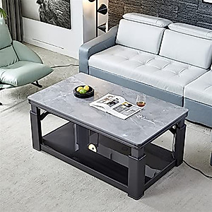 Outdoor Garden Heater Heater Coffee Table, Rectangular Ceramic Heater Coffee Table with Slate Top, Liftable Electric Heater Table with Thermostat, Timer and Remote Control Patio He