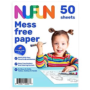 NuFun Activities Mess Free Paper - Kids Create No Mess Wonders with Special Coloring Paper, Gift for Kids, 50 Blank Pages