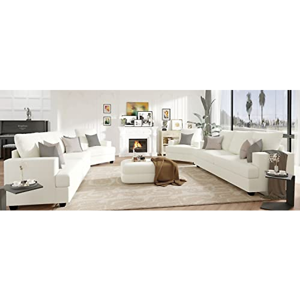 AMERLIFE Sofa, Deep Seat Sofa-Contemporary Bouclé Sofa Couch, 3 Seater for Living Room-Oversized Off-White Comfy Visit The Store 97in x 33in x 40in