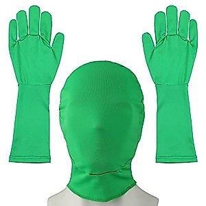 Chromakey Green Screen Gloves Hood Chroma Key Green Glove Hood Invisible Effects Background Chroma Keying Green Gloves and Hood for Green Screen Photography Photo Video Film Make