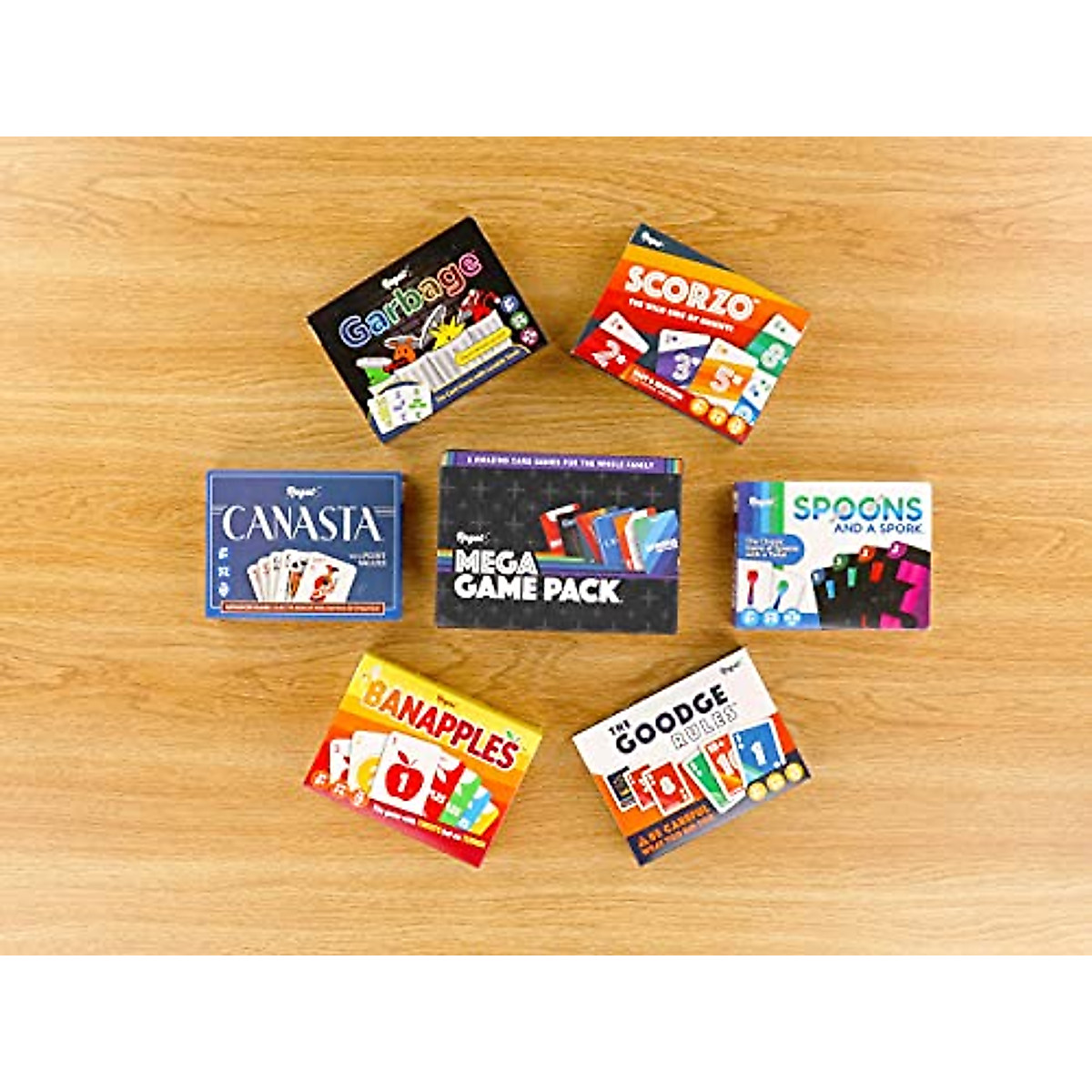 Regal Games Mega Card Family Game Pack with Canasta, Spoons and a Spork, Garbage, ScorZo, The Goodge Rules, and Banapples Decks