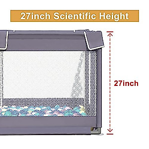 Baby Playpen for Toddler 50”x50” - Kids Playyard Activity Center - Sturdy, Easy to Assemble, Big Enough Area to Move Around - Babies Fences with Gate - Infant Play Yard Pen with Anti-Slip Base