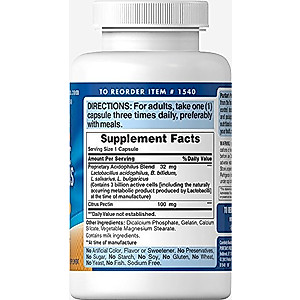 Puritan's Pride Probiotic Acidophilus with Pectin, 100 Count, White (P-2)