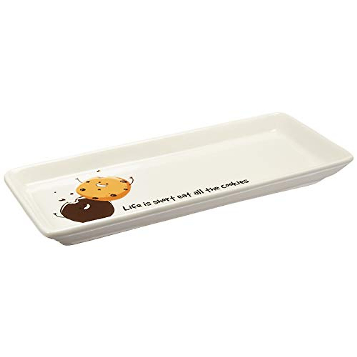 Pavilion Gift Company Pavilion-Life Is Short Eat 12.25 Inch Ceramic Cookie Serving Tray , White