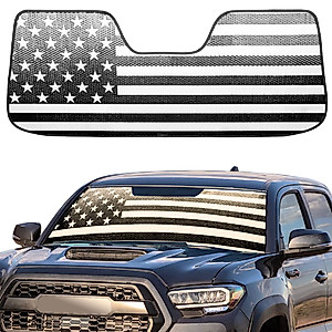 Litivy Windshield Sun Shade Compatible with Toyota Tacoma 2016-2022 TRD Off-Road, SR, SR5, TRD Sport, TRD Pro 23"x53" Folding Front Window Sun Shade for Car Accessories (American Flag)