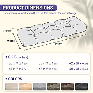 Outdoor Bench Cushion for Indoor/Outdoor Furniture - Thickened Non-Slip Custom Cushions for Piano, Window, Porch Swings, Dining Bench (48x18x4 Inch, Hemp Brown)