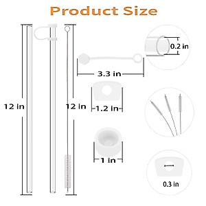 Replacement Straws for Stanley 20 30 40oz Tumbler 12 Inch Clear Reusable Straws with White Silicone Spill Leak Stopper Straw Cover Cap for 40 oz 30 oz Adventure Quencher Travel Tumbler Cup (6 Set)