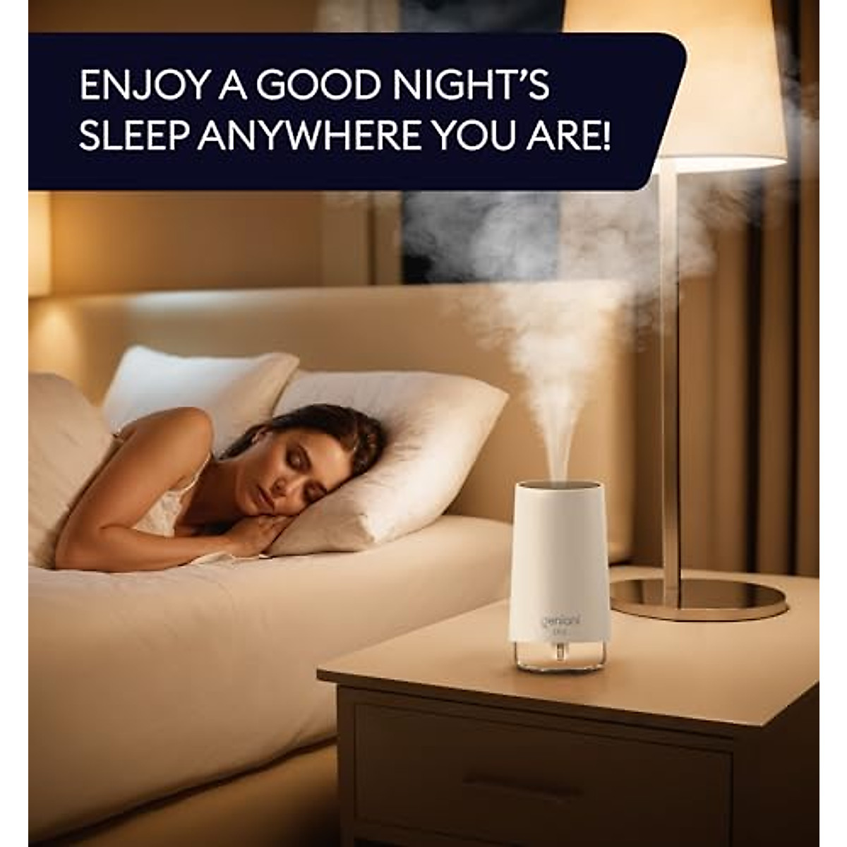 GENIANI Portable Small Cool Mist Humidifiers 250ML - USB Desktop Humidifier for Plants, Office, Car, Baby Room with Auto Shut Off & Night Light - Quiet Mini Humidifier (White)