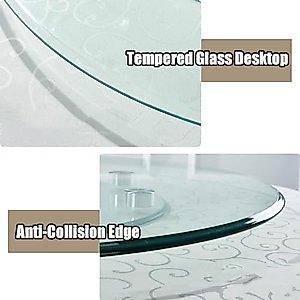 CLSQLXYJZC Dining Table Top Serving Plate, 12mm Thick Round Glass Turntable Lazy Susan, 360° Smooth Rotating Serving Plate, for Large Tabletop Serving Plate (Color : Clear, Size : 80cm (31.5inch))