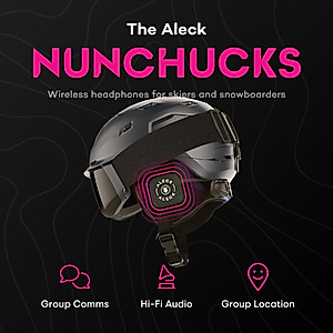 ALECK Nunchucks Universal Wireless Bluetooth Helmet Speakers Headphones for Ski and Snowboard Audio-Ready Helmets, Glove Friendly Controls, Microphone Headset for Hands-Free Calls, 2-Pack