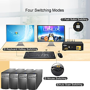 CKL DisplayPort MST KVM Switch (1 DP in 1 DP + 1 HDMI Out for 2 Computers 2 Monitors