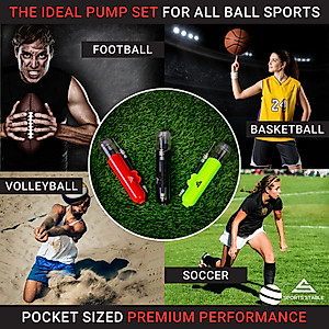 Sports Stable Dual Action Ball Pump Comes with 5 Standard Needles and 2 Plastic Adaptors for Your Football, Basketball, Soccerball, Volleyball, Handball