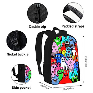 mfiwena Cool 17'' Game Backpack, Casual Bookbag with Adjustable Strap Multifunction Large Capacity Laptop Bag for Boys and Girls