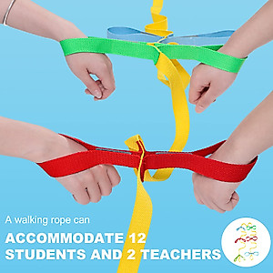 2 Pcs Children Safety Walking Rope with 12 Handles Leash Walking Kids Multiple for Toddlers Preschool Daycares Walking Nursery Kindergarten School Playground Outdoor for up to 12 Children 2 Teachers