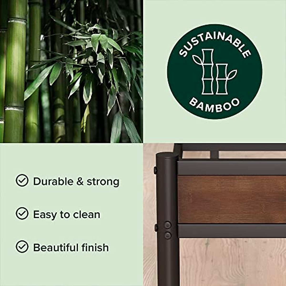 ZINUS Roman Bamboo and Metal Platform Bed Frame / No Box Spring Needed / Easy Assembly, Full