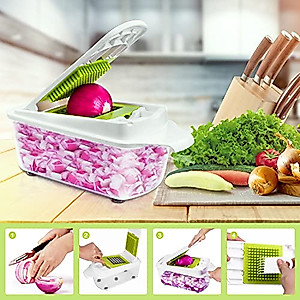 Food Dicer 5 Blades, Onion Dicer Chopper, Kitchen Chopper, Fruit and Veggie Chopper for Vegetables Chopper, Food Prep Chopper, Light Green