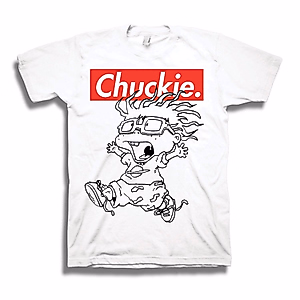 Nickelodeon Mens 90's Classic Shirt - Rugrats Chuckie Classic T-Shirt (White, Medium)